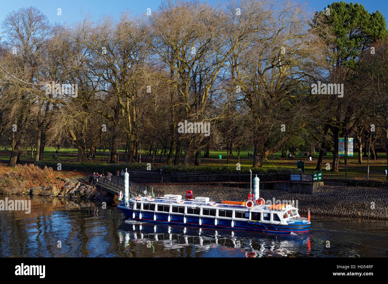 Aqua Bus on River Taff, Bute Park, Cardiff, Wales, UK Stock Photo - Alamy