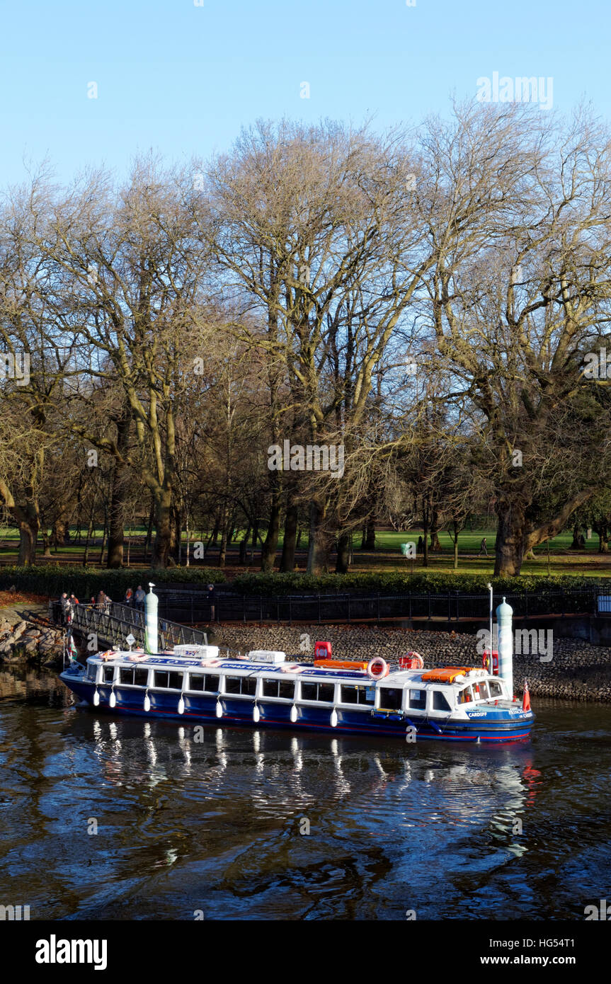 Aqua Bus on River Taff, Bute Park, Cardiff, Wales, UK Stock Photo - Alamy