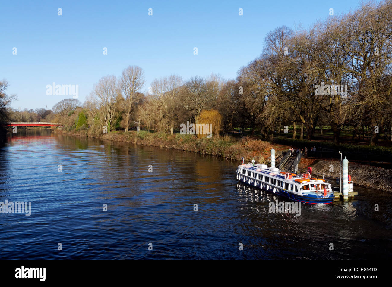 Aqua Bus on River Taff, Bute Park, Cardiff, Wales, UK Stock Photo - Alamy