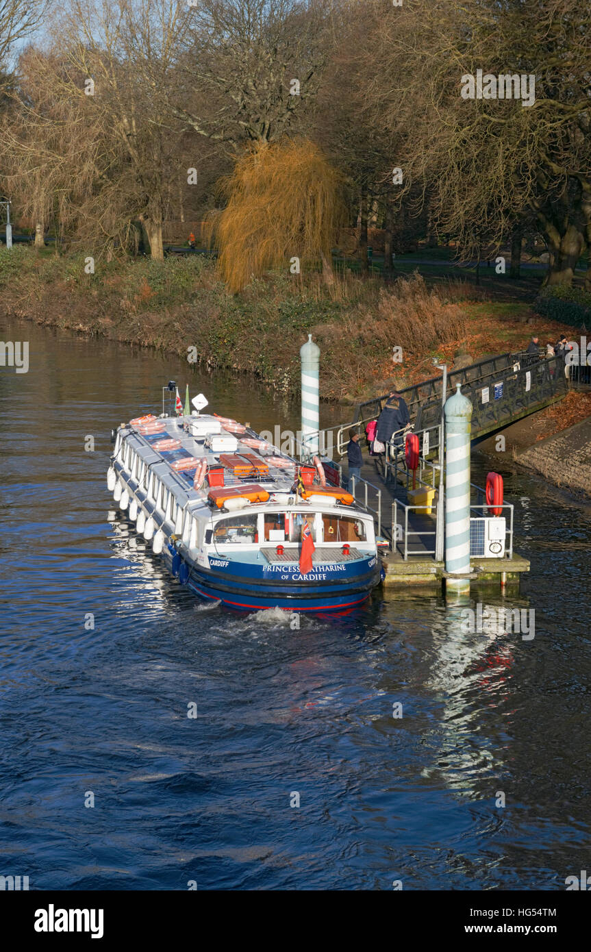 Aqua Bus on River Taff, Bute Park, Cardiff, Wales, UK Stock Photo - Alamy