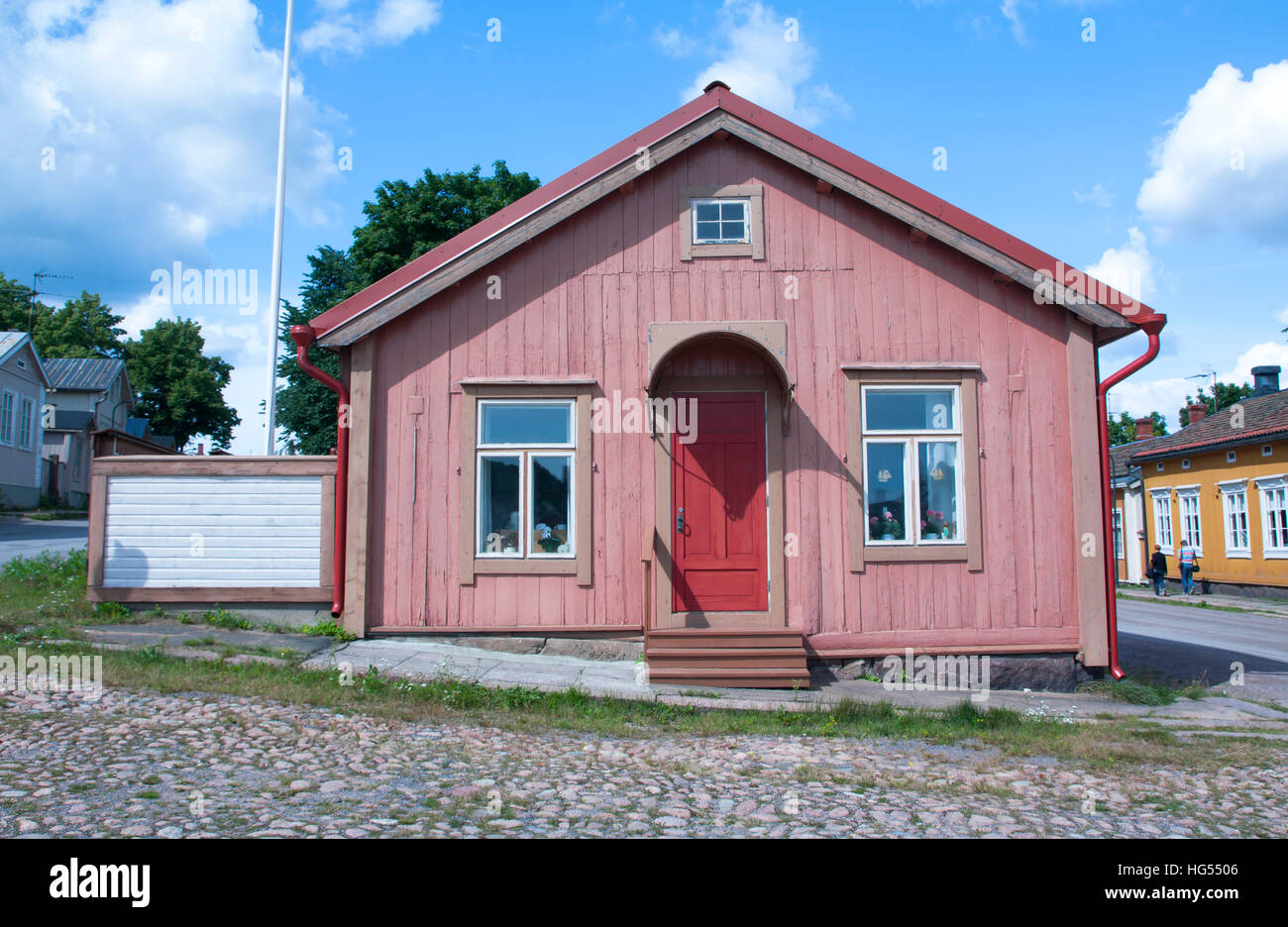 Loviisa, Finland. Historic building in the old town at summer Stock ...