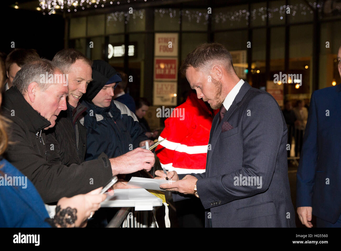 Golfer Danny Willett signing autographs at the BBC Sports Personality ...