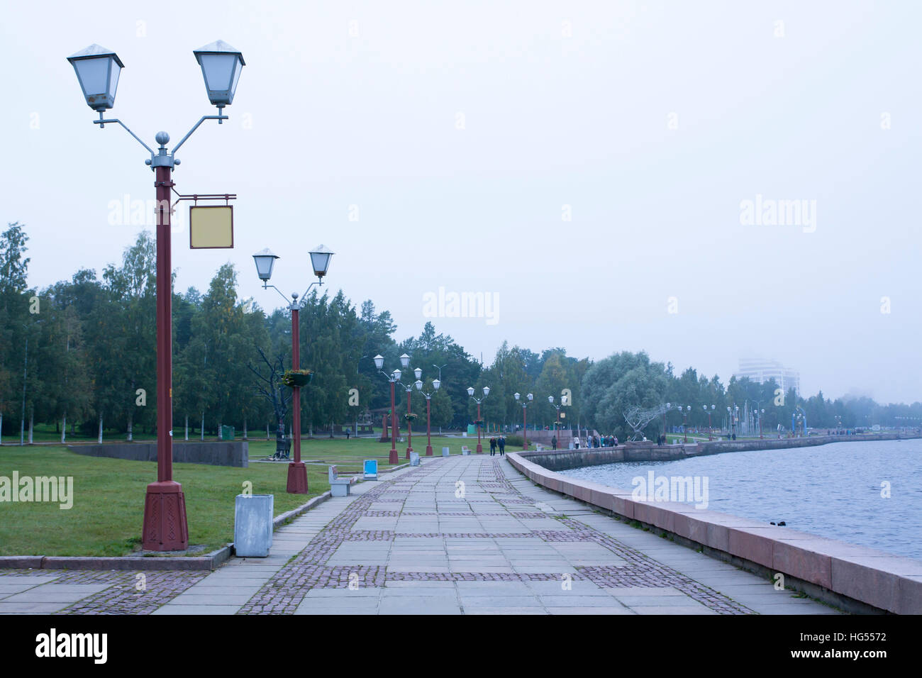 Embankment of lake Onega in Petrozavodsk city, Russia Stock Photo - Alamy