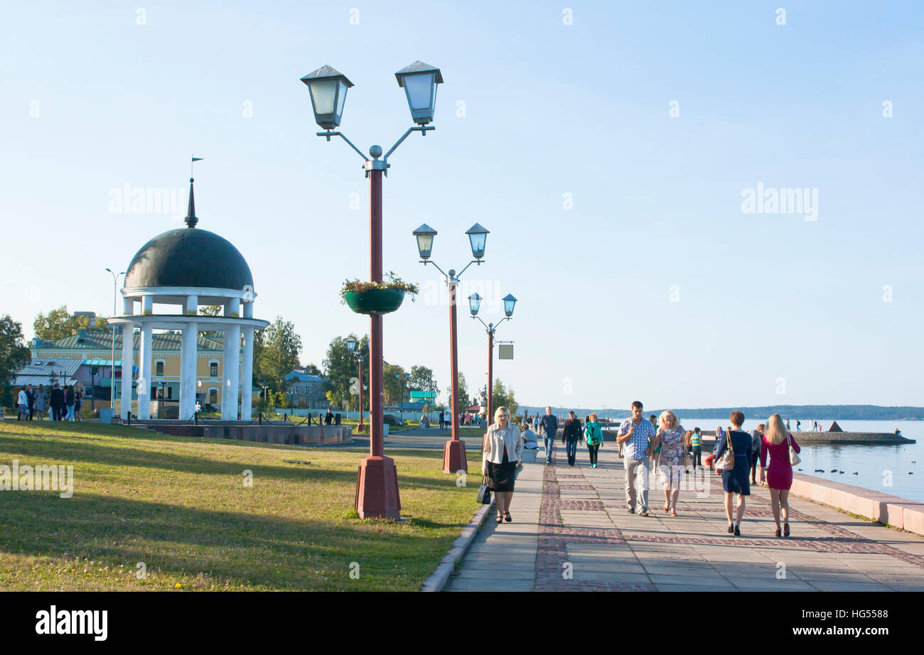 Embankment of lake Onega in Petrozavodsk city, Russia Stock Photo - Alamy