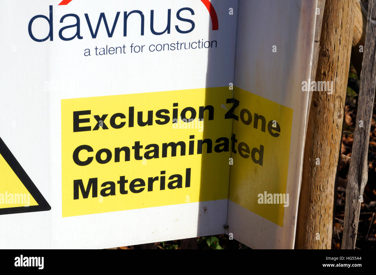 Warning sign for contaminated material exclusion zone, Dartmouth Devon ...