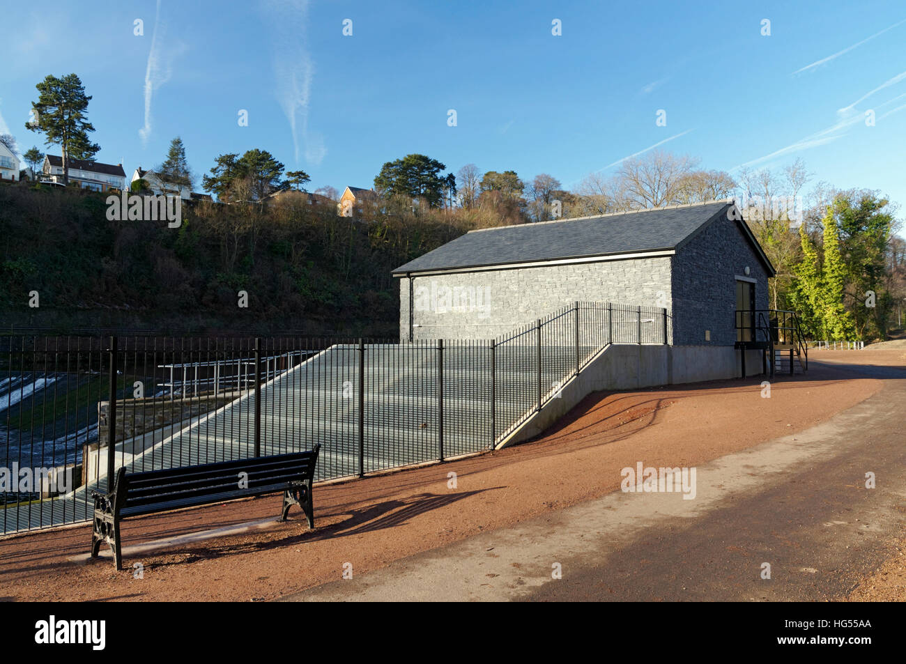Hydro electric power plant, River Taff, Radyr, Cardiff, Wales Stock ...