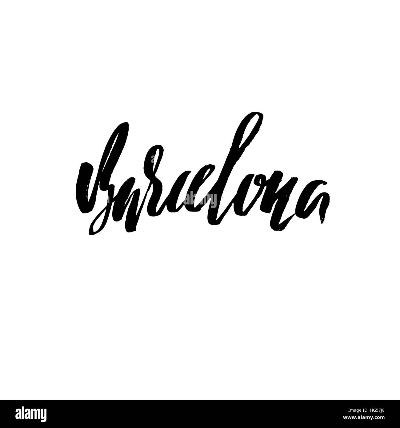 Hand lettering Barcelona. Barcelona, Spain, city typography. Modern dry ...
