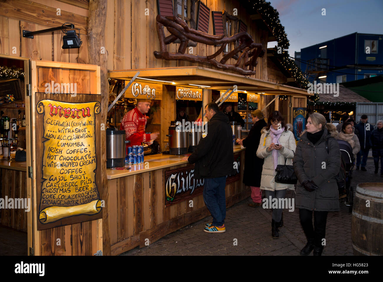 Denmark, Copenhagen, Kongens Nytorv, visitors amongst Christmas Market ...