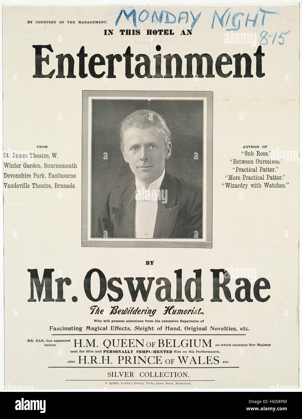 Circus Poster - In this hotel an entertainment by Mr. Oswald Rae the ...