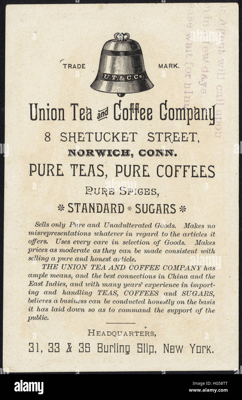 Beverage Trade Cards - U. T & C. C. [back] Stock Photo - Alamy