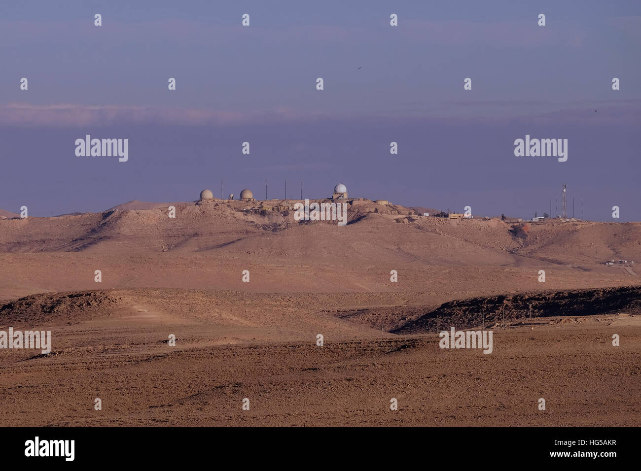 Distant view of domes of the 509 IAF Israeli Air Force radar facility ...