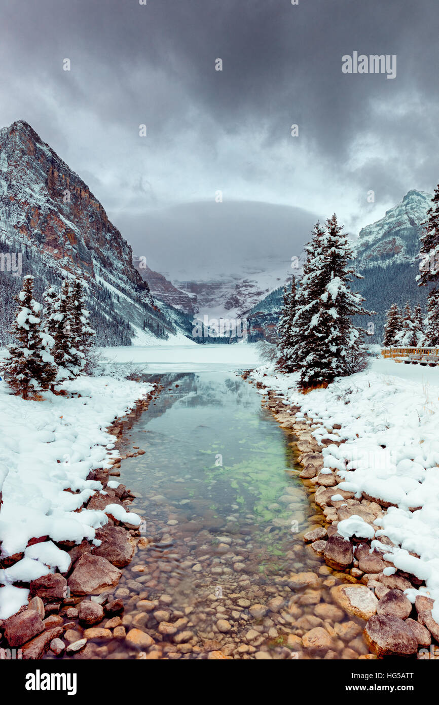 The View Downstream - Lake Louise, Alberta Stock Photo - Alamy