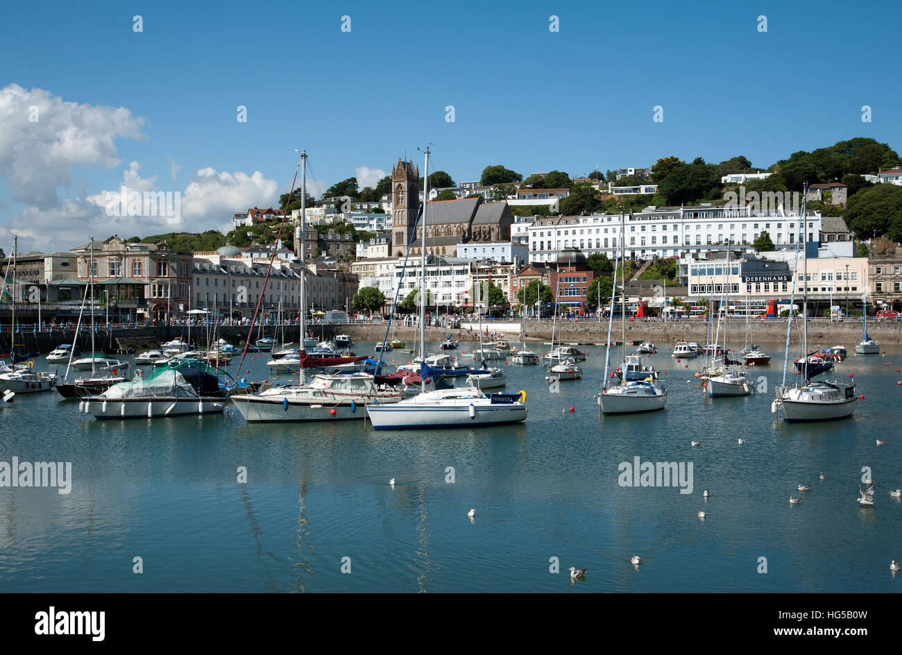 The seaside town of Torquay on the English Riviera in Devon England UK ...
