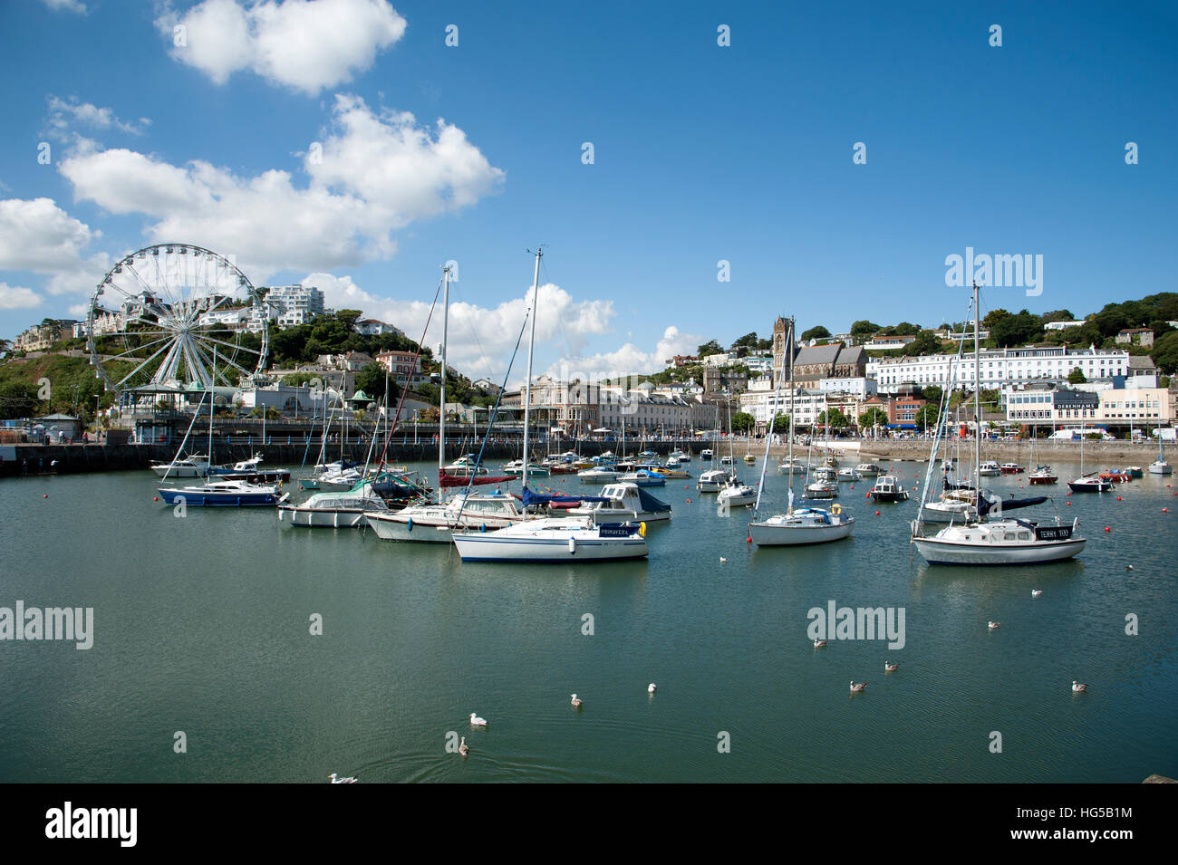 The seaside town of Torquay on the English Riviera in Devon England UK ...