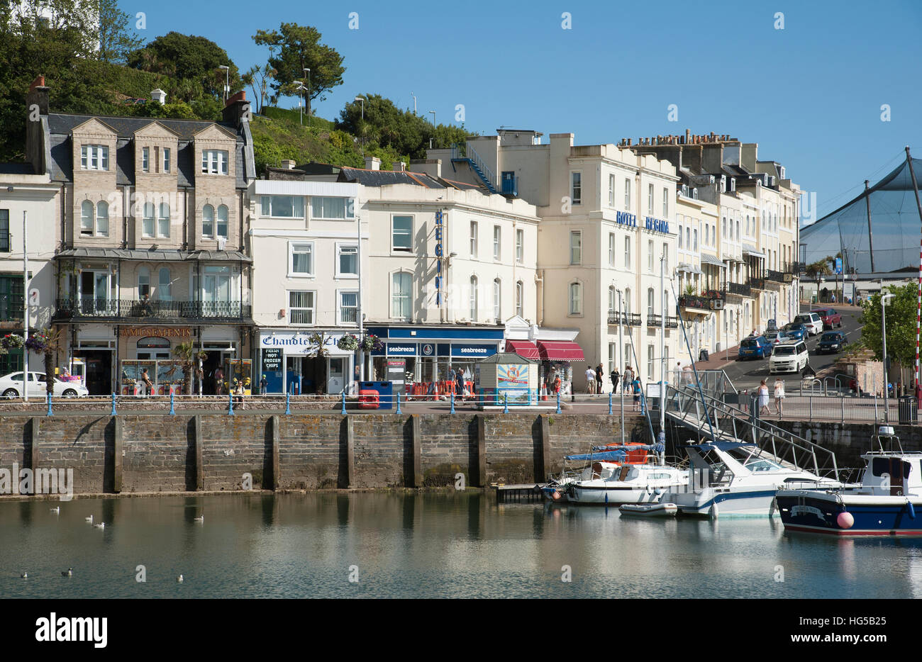 The seaside town of Torquay on the English Riviera in Devon England UK ...