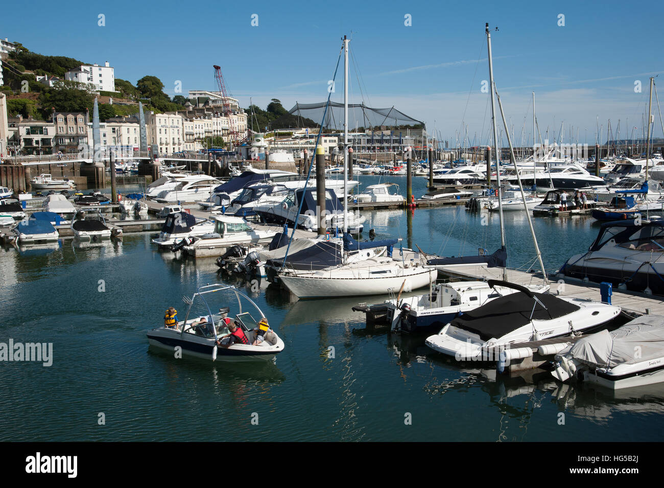 The seaside town of Torquay on the English Riviera in Devon England UK ...