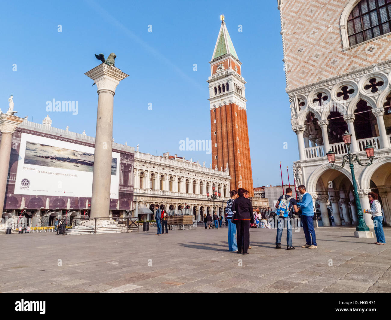 Tourists in Piazza San Marco Square, Venice, Italy, in the early ...
