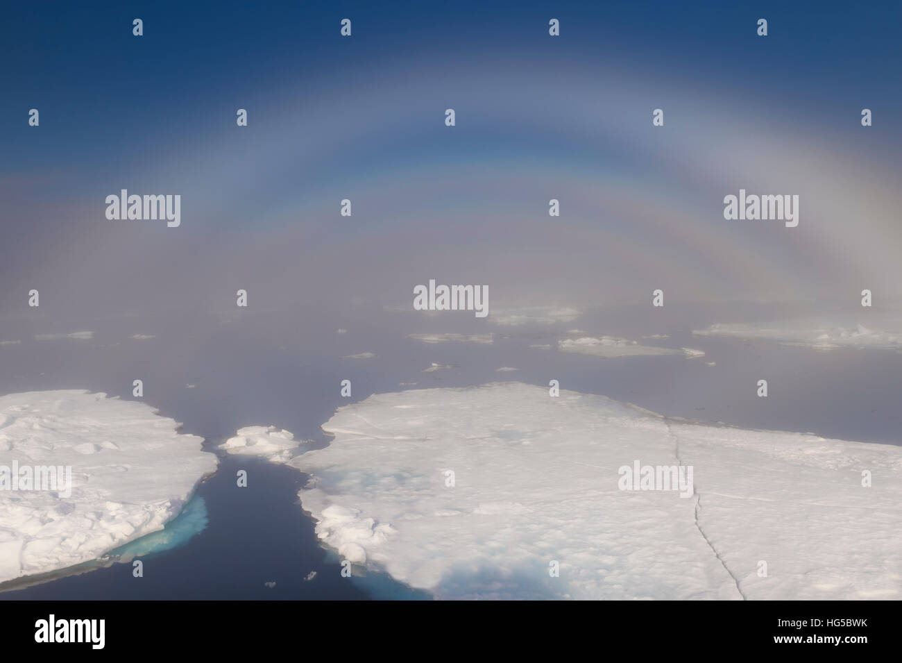 White rainbow over the ice, Arctic Ocean, Arctic, Norway, Scandinavia ...