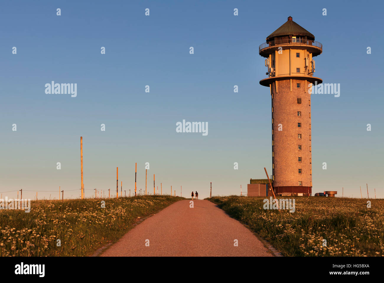 Feldberg Tower at Seebuck Mountain at sunset, Feldberg Mountain, Black ...