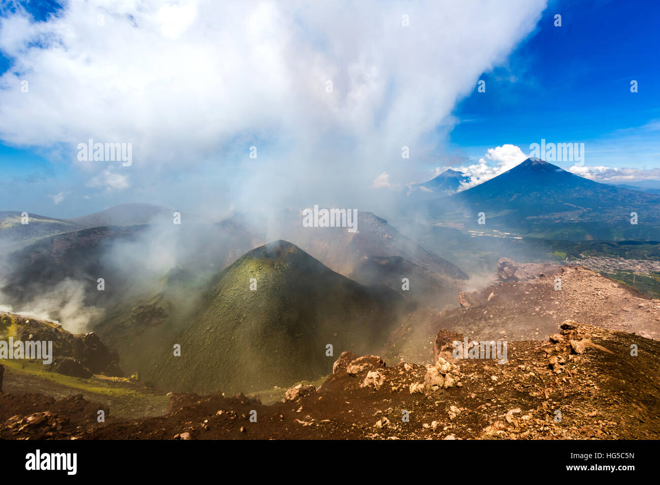 On the summit of the active Pacaya Volcano, Guatemala, Central America ...