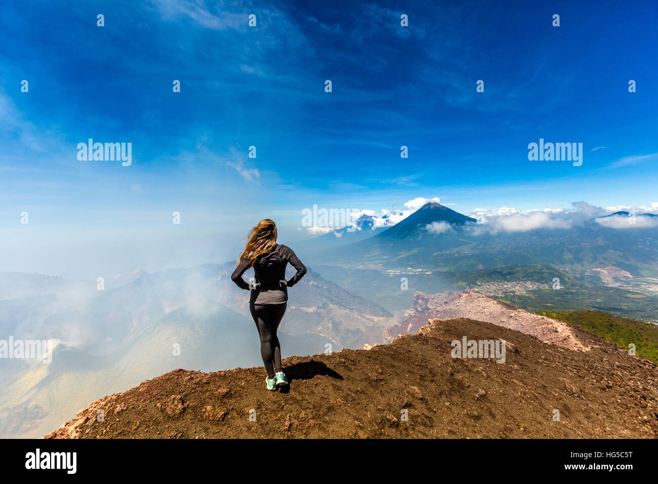 On the summit of the active Pacaya Volcano, Guatemala, Central America ...