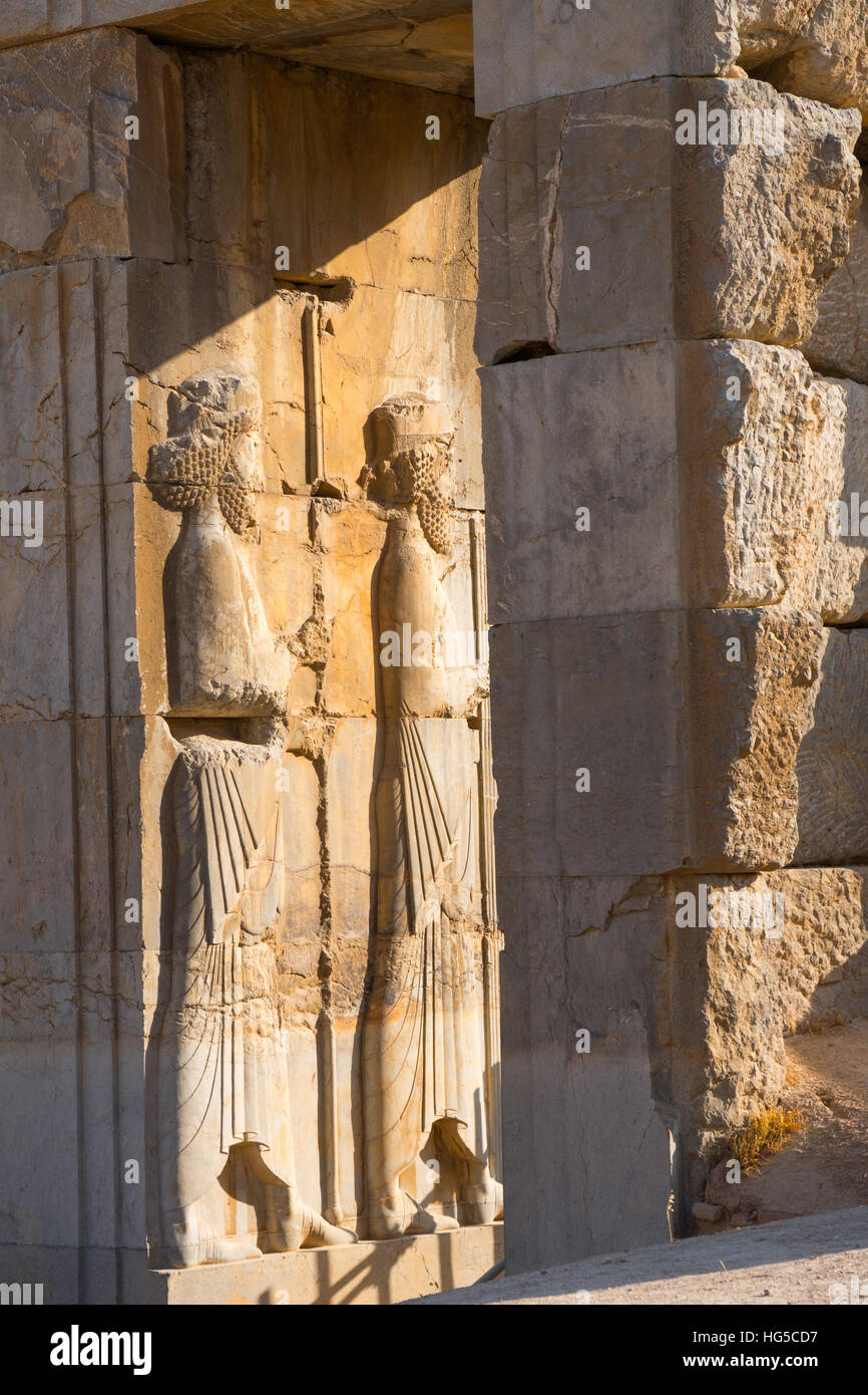 Carved relief of Royal Persian Guards, Persepolis, UNESCO, Iran, Middle ...