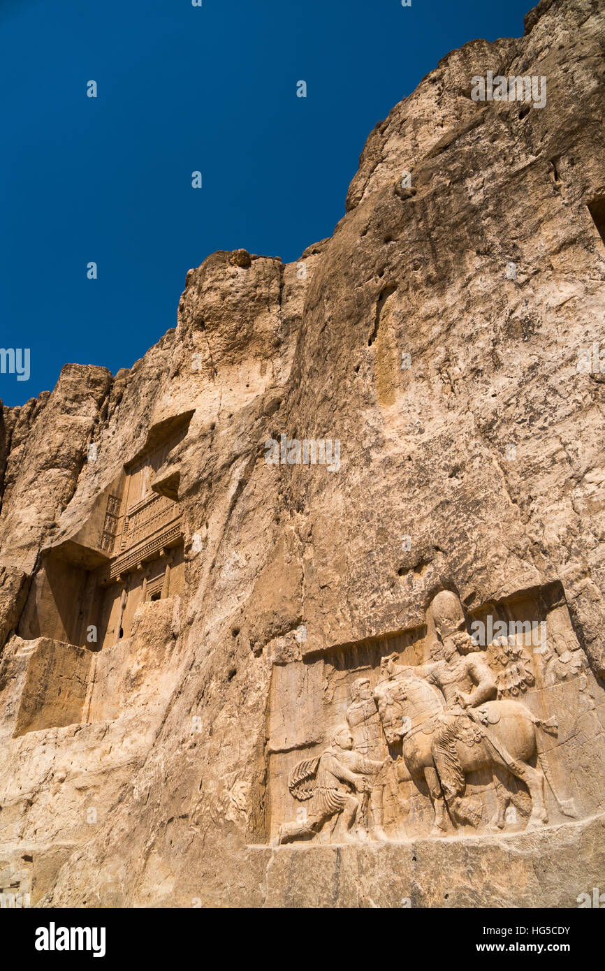 Tomb of Ataxerxes I and carved relief below, Naqsh-e Rostam Necropolis ...