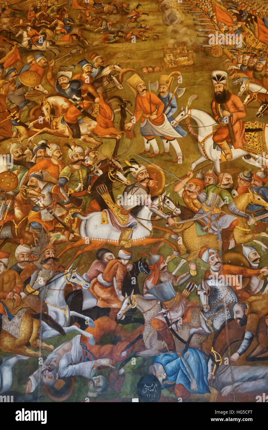 Mural of Battle of Chaldoran 1518 AD, Chehel Sotun (Chehel Sotoun) (40 ...
