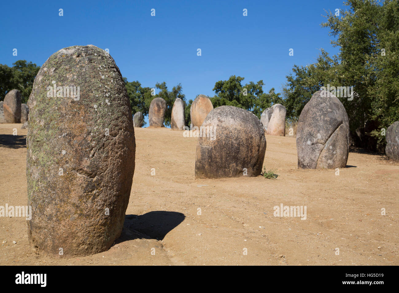 Megalithic stone-circles, 5000 to 4000 BC, Almendres Cromlech, near ...