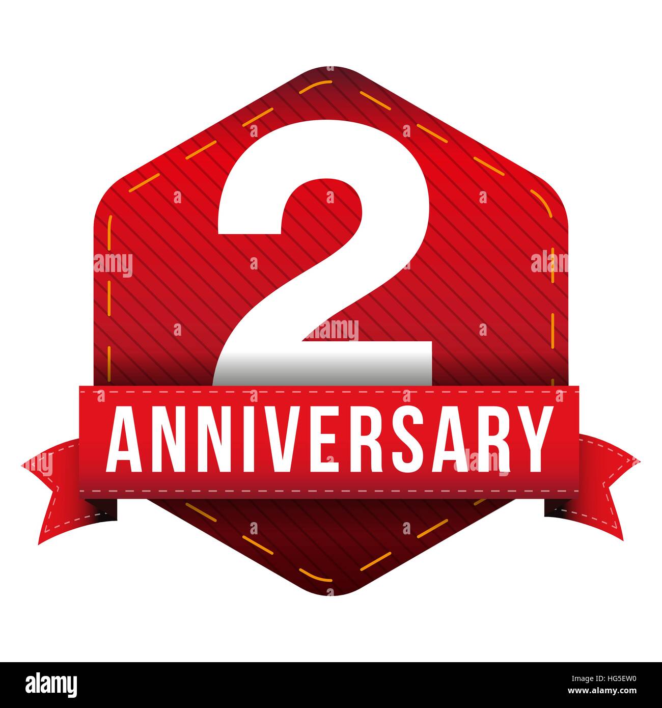 Two years anniversary badge with red ribbon Stock Vector Image & Art ...