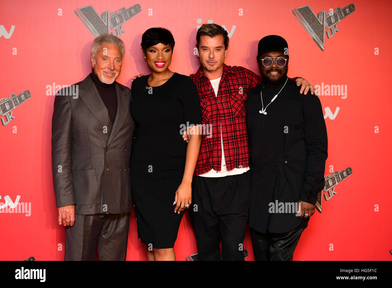 Coaches (left-right) Sir Tom Jones, Jennifer Hudson, Gavin Rossdale and ...