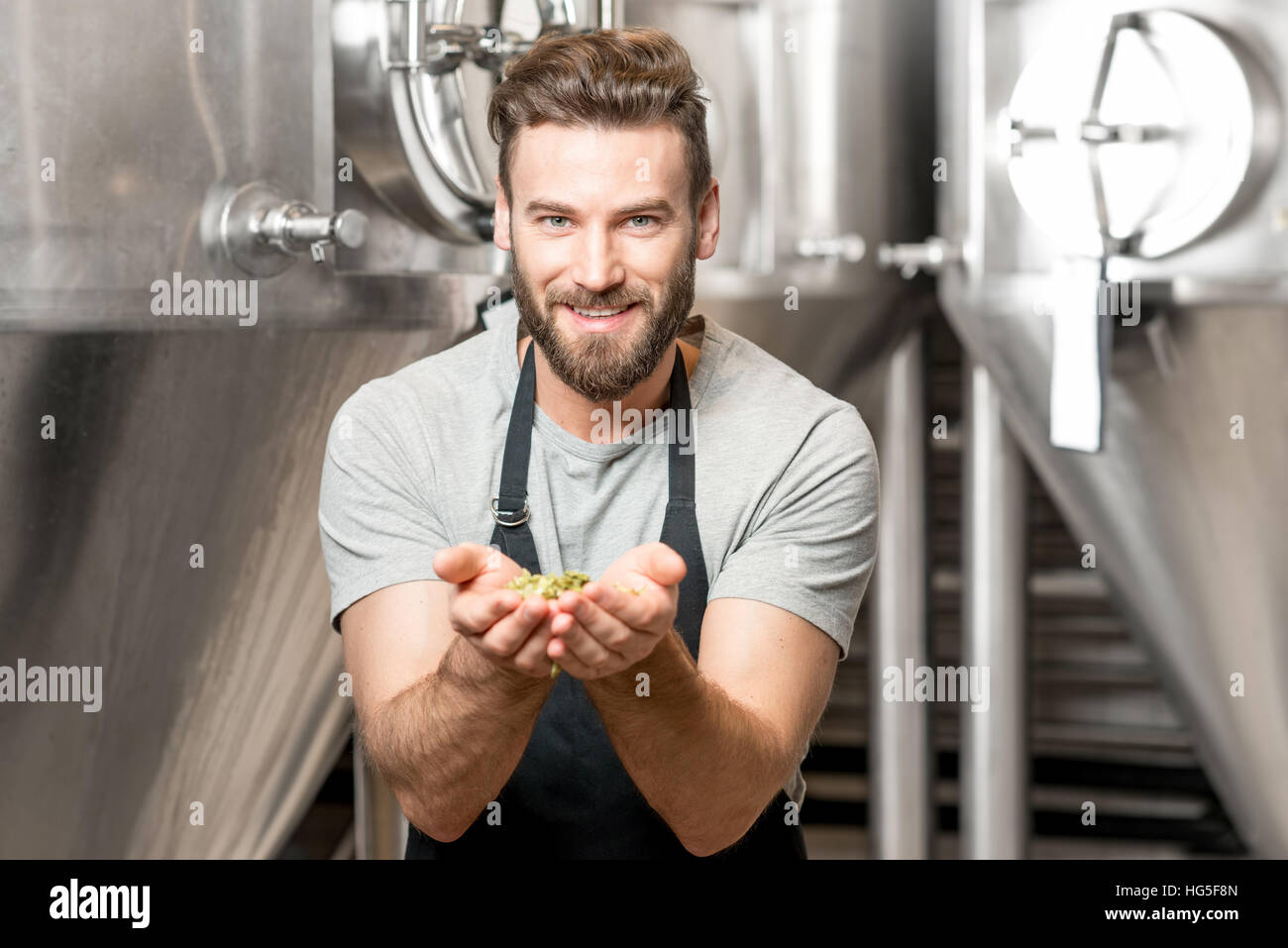 Brewer at the beer manufacturing Stock Photo - Alamy