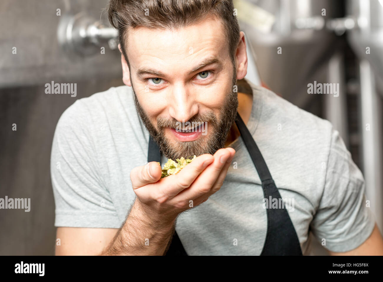Brewer at the beer manufacturing Stock Photo - Alamy
