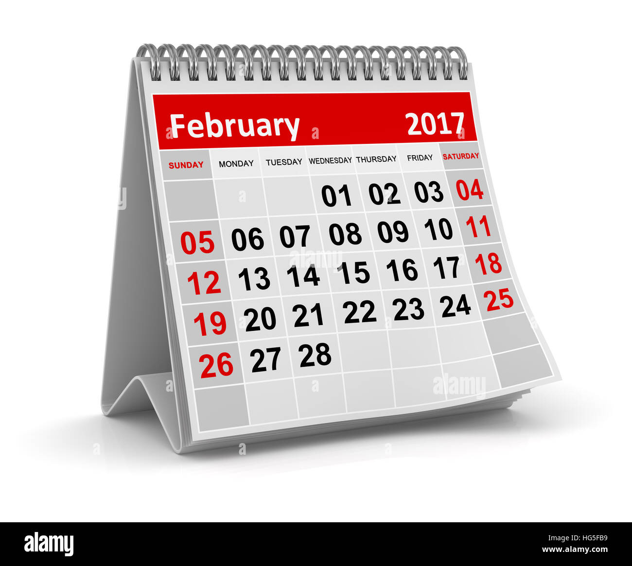 Calendar - February 2017 , This is a 3d rendered computer generated ...