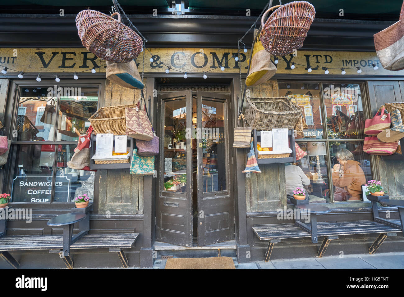 verde and company. spitalfields shop. wooden shop front Stock Photo - Alamy