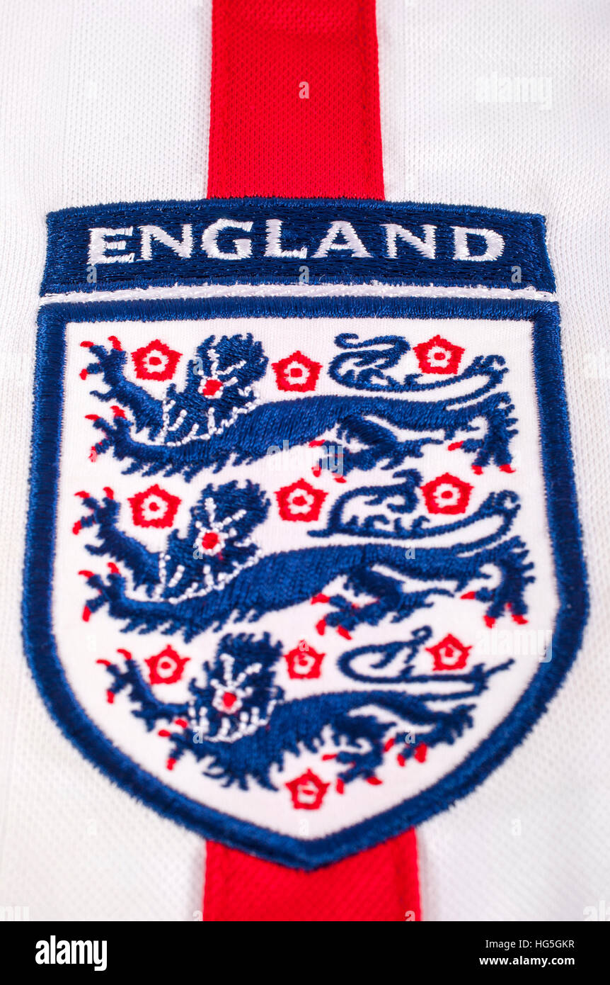 LONDON, UK - OCTOBER 15TH 2015: The Three Lions on an England football ...