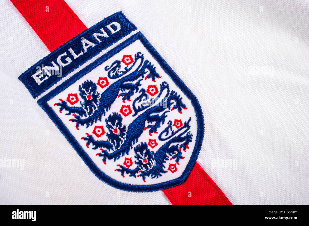 LONDON, UK - OCTOBER 15TH 2015: The Three Lions on an England football ...