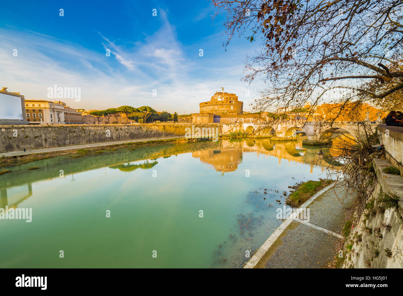 winter view of bridge over tiber river in Rome, Italy Stock Photo - Alamy
