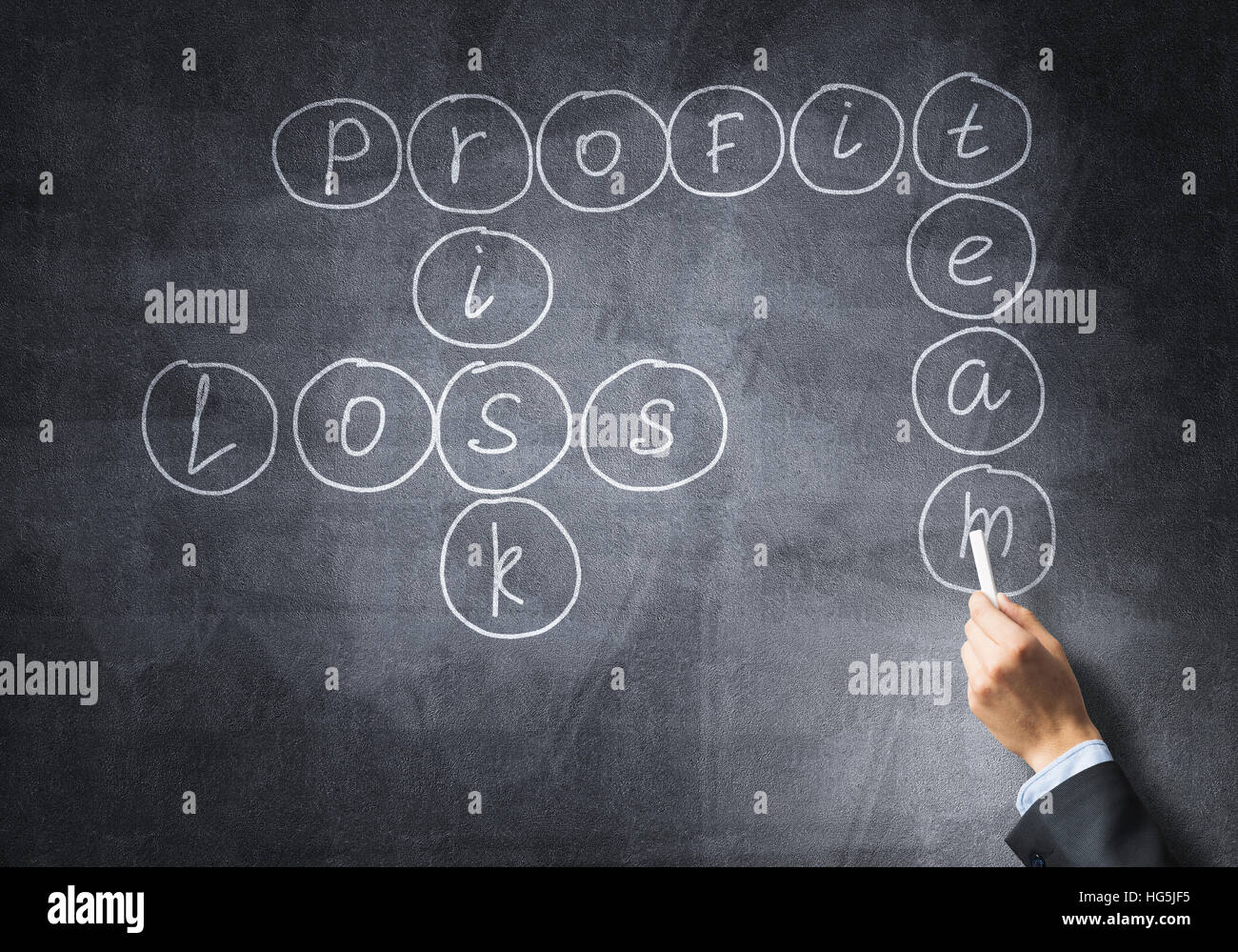 Seminar trainer draw on chalkboard Stock Photo - Alamy