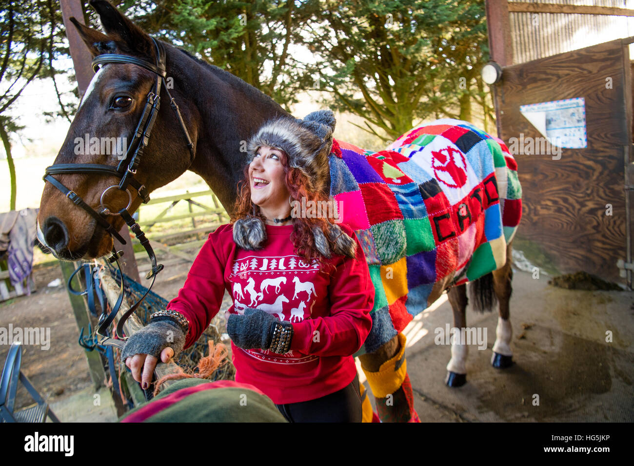 Welsh singer and broadcaster Sian Cothi with her horse Caio both ...