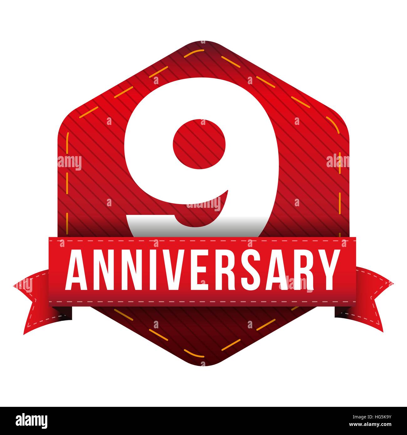Nine year anniversary badge red Stock Vector Images - Alamy