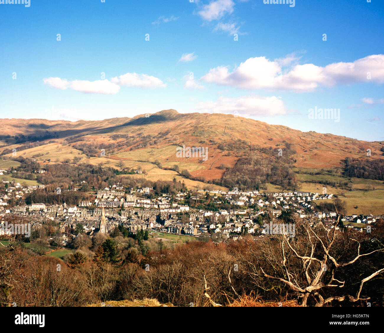 The village of Ambleside lying beneath Wansfell and Wansfell Pike from ...