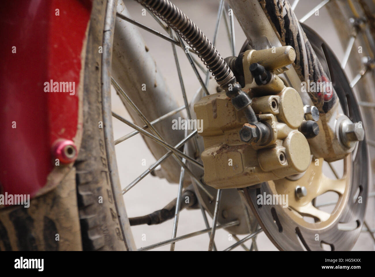 A close up of a wheel rim of a motorcycle Stock Photo - Alamy