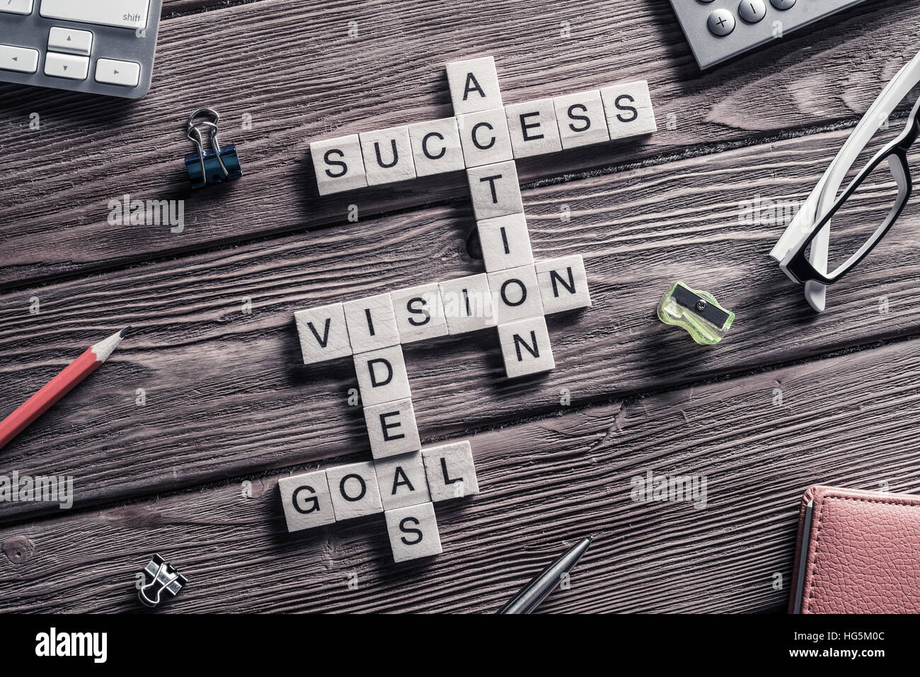 Conceptual business keywords on table with elements of game maki Stock ...