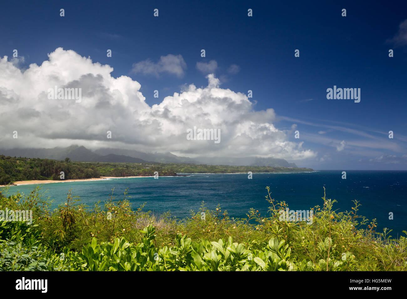 View from Kilauea Point, the northernmost point of Kauai, on the north ...