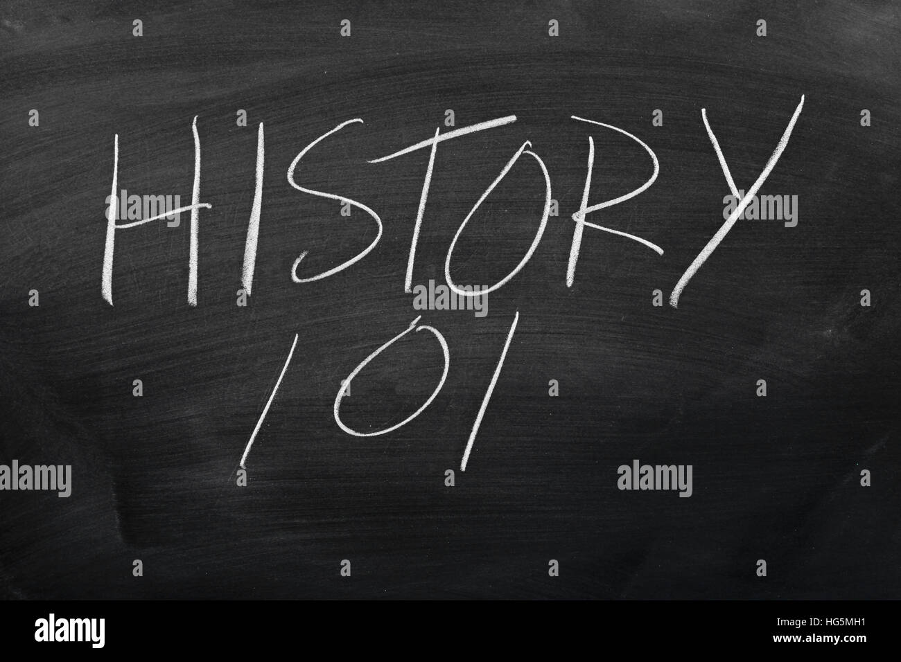 The words "History 101" on a blackboard in chalk Stock Photo - Alamy