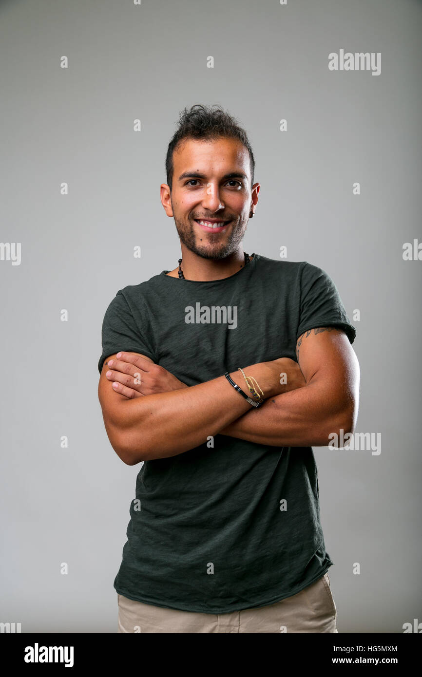 studio shot (portrait) of a latin-american handsome young man that ...