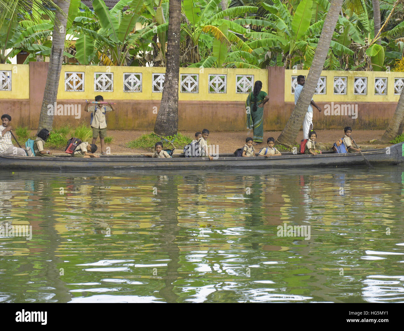 Small boats for the general transport in backwaters of Kerala. India ...