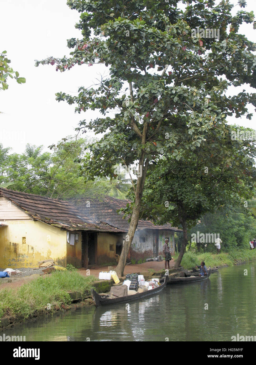 Landscape—Small boats for transport in backwaters of Kerala. India ...
