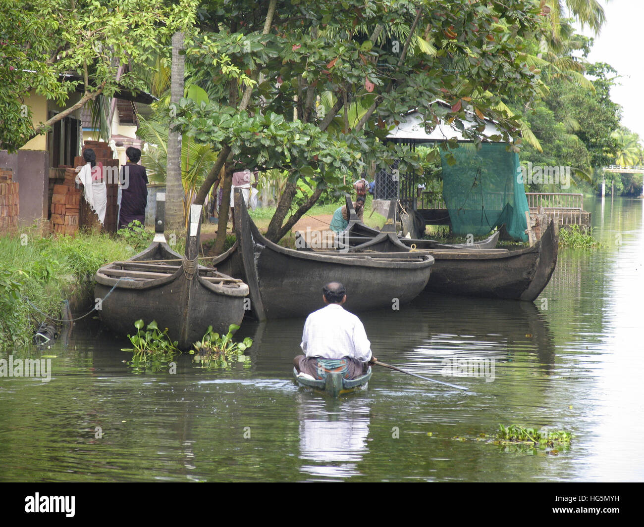 Landscape—Small boats for transport in backwaters of Kerala. India ...